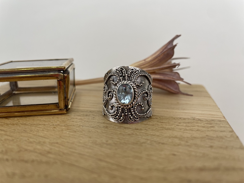Bague Argent 925 & Topaze Bleue [2025] | Big Panda Boutique